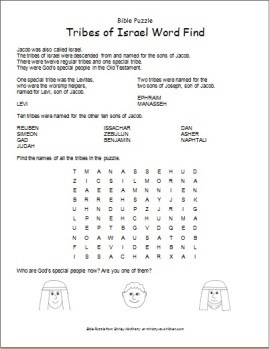 Bible Puzzle: Tribes of Israel Word Find - Kids Bible Lessons