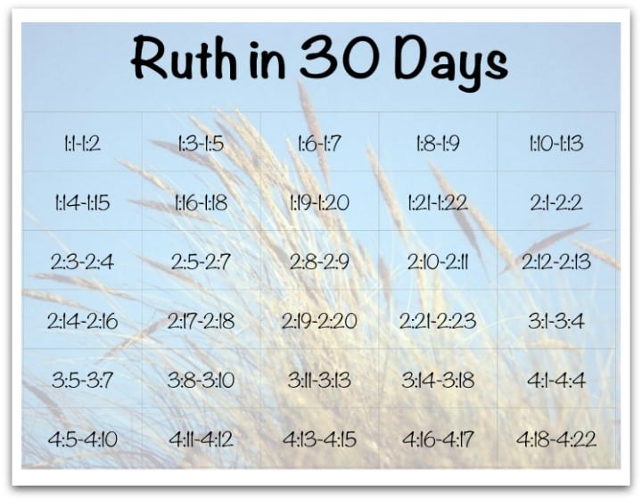 Printable 30 Day "Book of Ruth" Reading Plan for Kids - Kids Bible Lessons