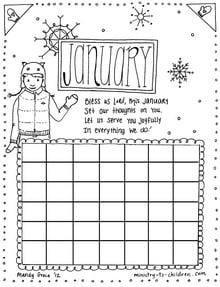 January Coloring Page Calendar